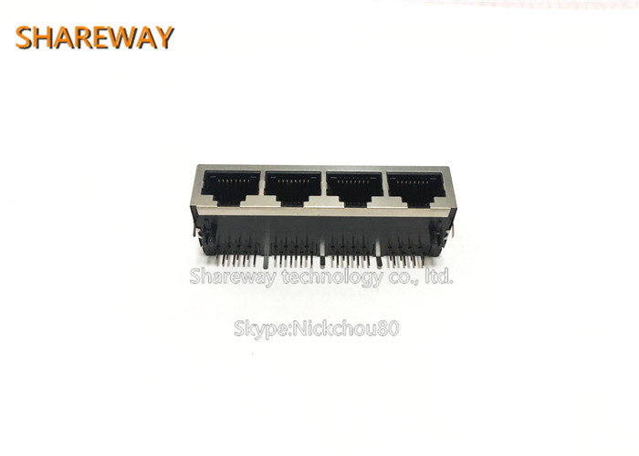 Multiple Ports Metal Shielded RJ45 Connectors J0N-0012NL THT Mount