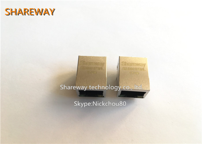 Right Angle RJ45 Modular Jack , J0006D01BNL Shielded RJ45 Jack Cold ...