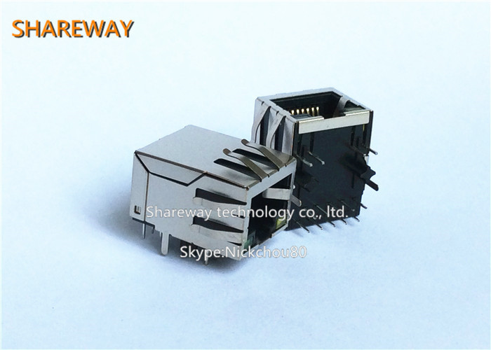 Magnetic 8P8C PCB Rj45 Modular Jack / Rj45 Ethernet Jack With Transformer