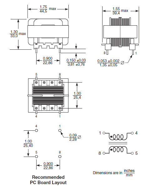 Combination Line Filter Common Mode Choke 1500V Isolation P3717-AL