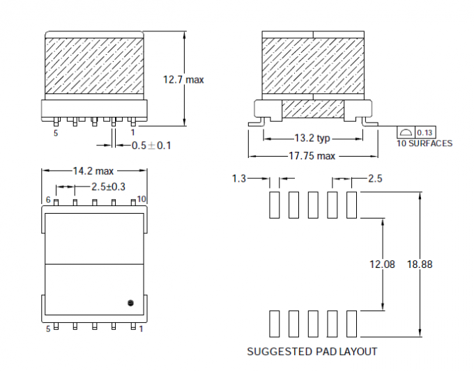 Mini EP Series 12V 20mA Ethernet Isolation Transformer EP-113SG RoHS ...