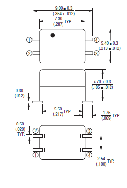 250Vac 60Hz Toroidal Common Mode Choke 4 Pin SMD Data Line Choke