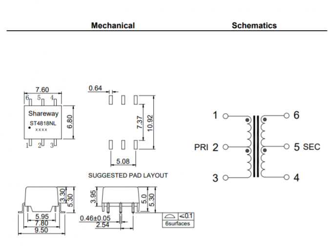 760390014 =ST4818NL 475uH Min 2.5kV Surface Mount Transformer For ...