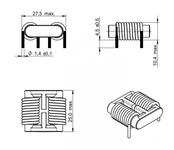 7448680200 Common Mode Power Line Choke High Current Low Profile For AC ...