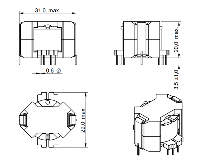 760802112 RM10 Small Footprint PFC Chokes SMPS Flyback Transformer