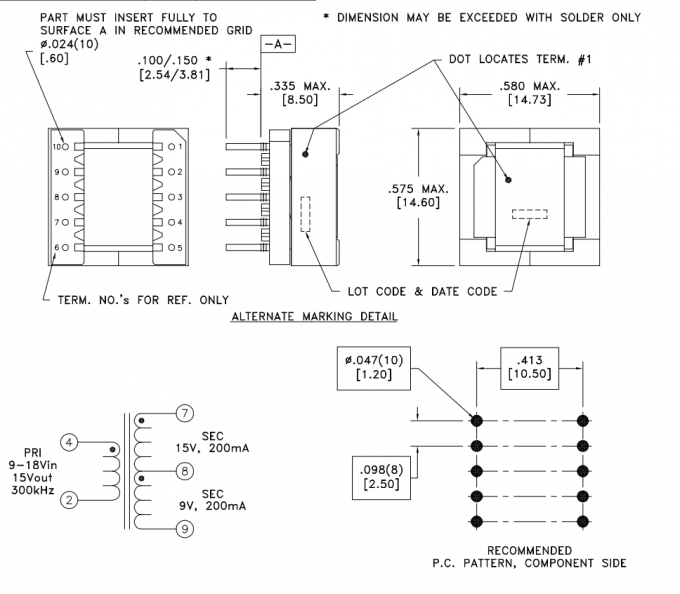 750315445 OLSTM Offline Flyback Transformer For Auxiliary Power Supply