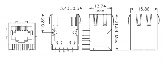 7499211123A 10/100BASE-T PoE RJ45 Connector With Integrated Transformer