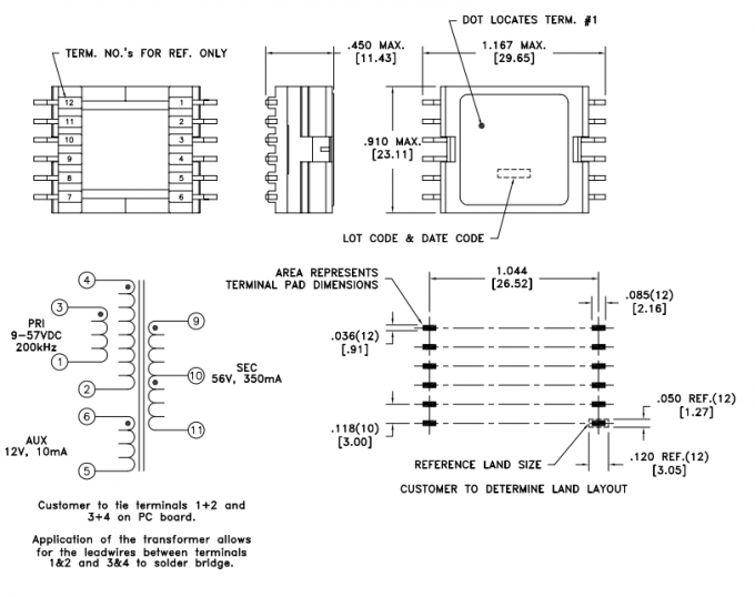 750313102 EFD20 Low Profile Surface Mount SMPS Flyback Transformers