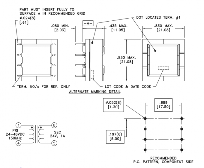 750315252 EFD20 SMPS Flyback Transformer For Isolated DC / DC Power ...