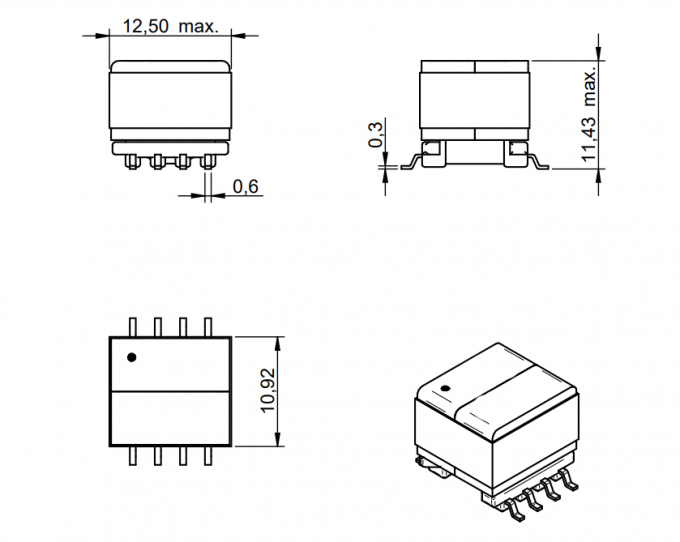 Smd Flylt Small Flyback Transformer For Linear Technology 750313457