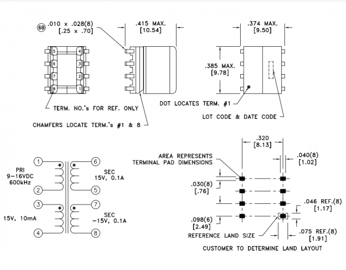 Surface Mount Fly Transformer Ep7 Low Profile 750342984