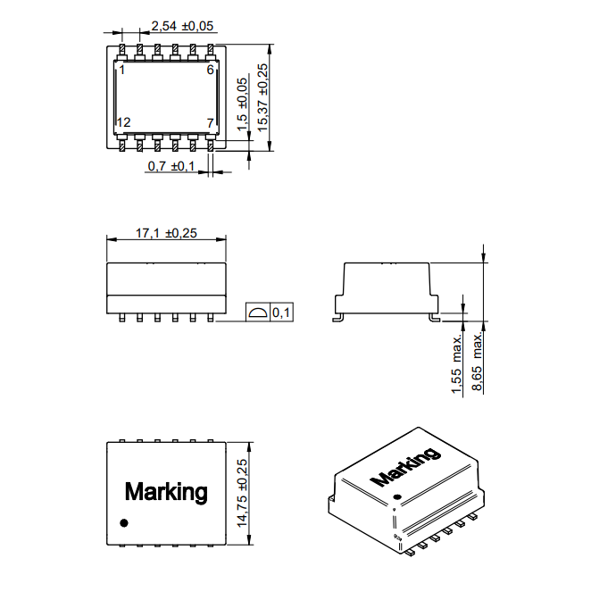 10/100BASE-T PoE 350 MA SMD LAN Transformer 7490140141