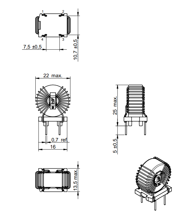 7448030333 Common Mode Choke For Radio Interference Suppression In Motors