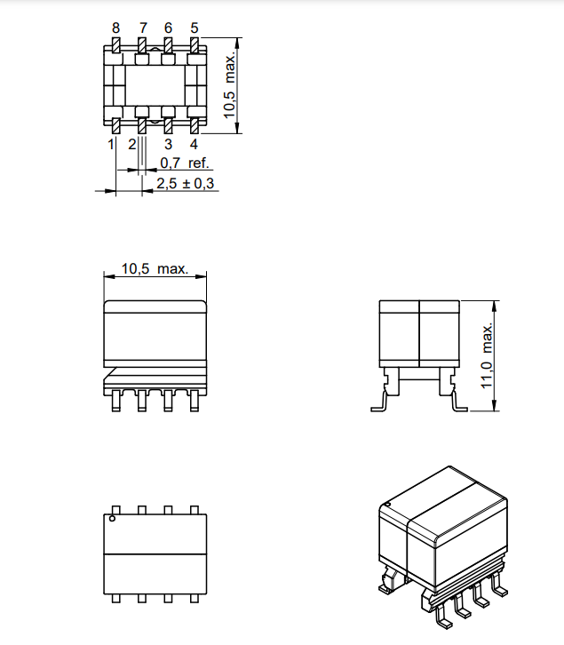 SMD SMT Gate Drive Transformer For Power Application 760301303