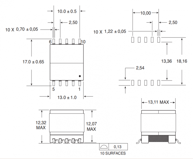 EP13 Surface Mount SMPS Flyback Wire Wound Transformer PA1260NL