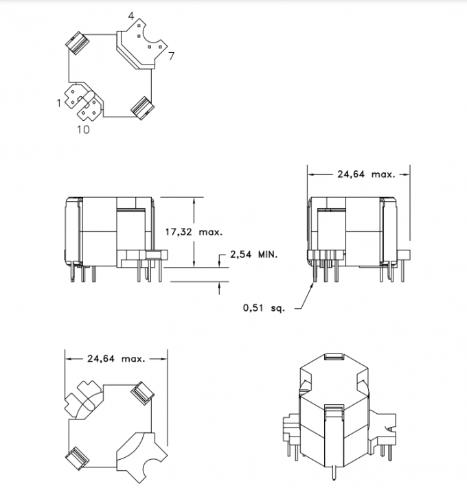 Compact Extended rail Offline SMPS Flyback Transformers 750811618