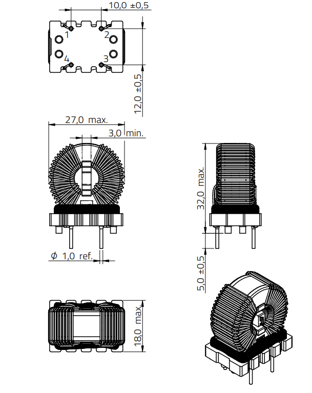Common Mode Choke For Radio Interference Suppression In Motors 7448040382