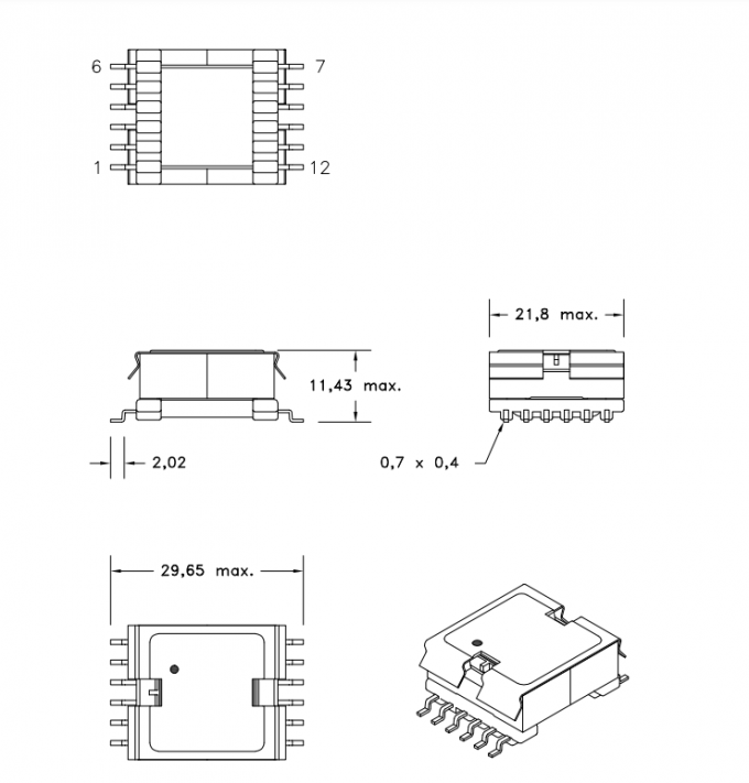 Surface Mount PoE+ Power Over Ethernet Plus Transformer 750310346