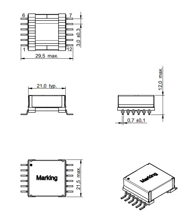 SMD FLEX HV Flexible Transformer for DC/DC Converter 749196547