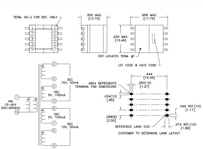 SMD SMPS Flyback Transformer For Gate Drives And Op-Amps 750313995