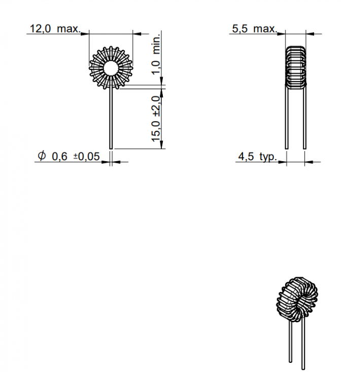 Iron Powder Cores FI Leaded Toroidal Line Choke Inductor 7447045