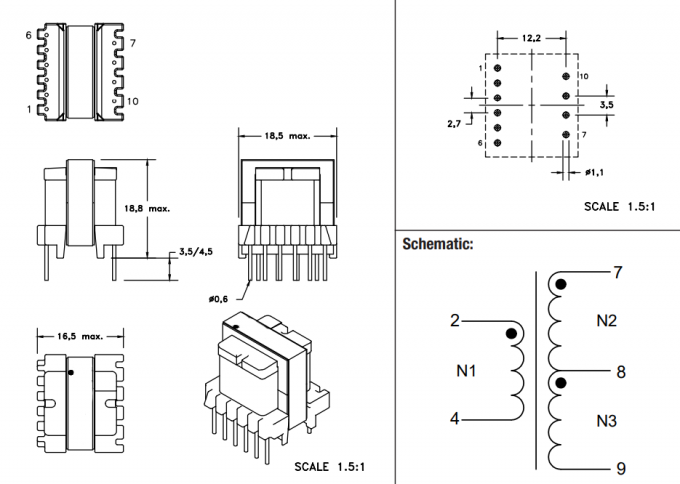 EE16 SMPS Flyback Transformer For DC/DC Power Supplies 750343772
